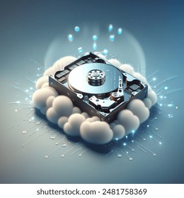 Hdd Disk Floating Cloud Light Blue AI-generated image 2482058239 ...