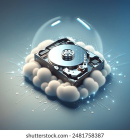 Hdd Disk Floating Cloud Light Blue AI-generated image 2482058239 ...