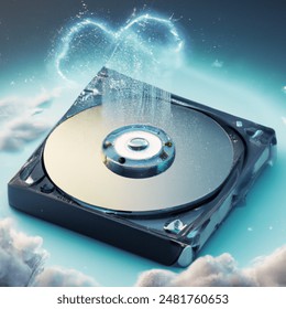 Hdd Disk Floating Cloud Light Blue AI-generated image 2481760909 ...