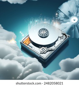 Hdd Disk Floating Cloud Light Blue AI-generated image 2481760909 ...