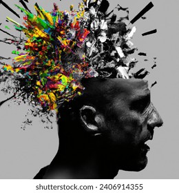 Head Exploding Out Coming Colors Black AI-generated image 2406909801 ...