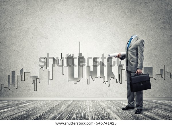 Headless Engineer Man Papers Case Hand Stock Photo (Edit Now) 545741425