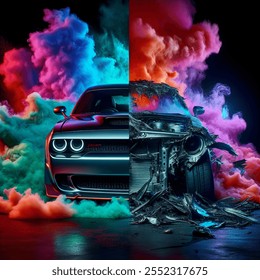 Hellcat Car One Side Crashed Other AI-generated image 2552318021 ...