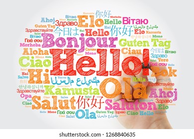 Hello Word Cloud Different Languages World Stock Photo 1268840635 ...