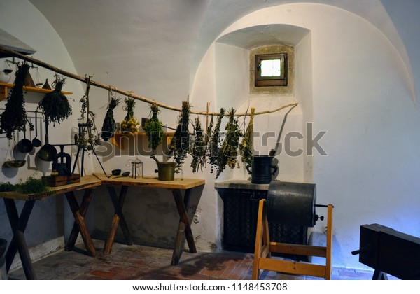 Herbs Drying On String Medieval Chamber Stock Photo 1148453708 ...