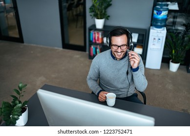 High Angle Image Handsome Tech Support Stock Photo 1223752471 ...