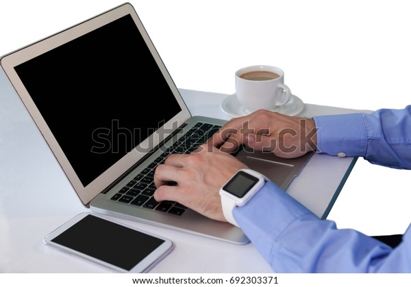 High Angle View Businessman Using Laptop Stock Photo (Edit Now) 692303371