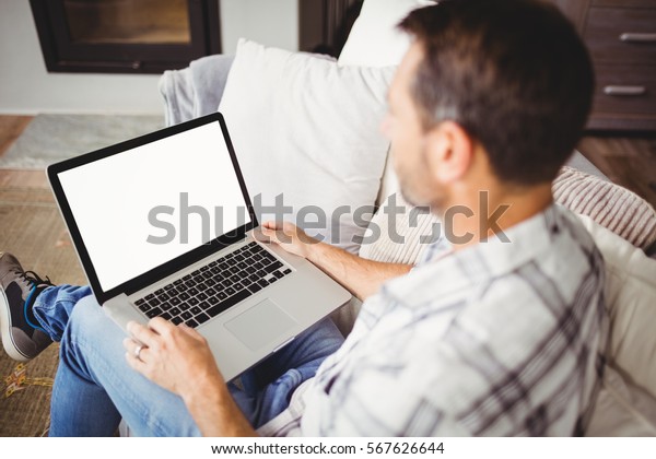 High Angle View Man Using Laptop Stock Photo 567626644 | Shutterstock