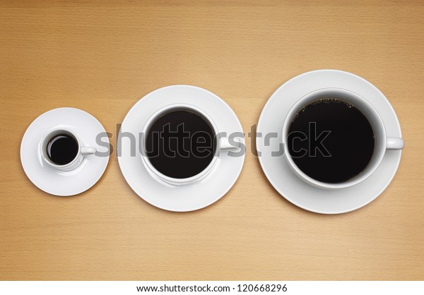 High Angle View Three Coffee Cups Stock Photo (Edit Now) 120668296