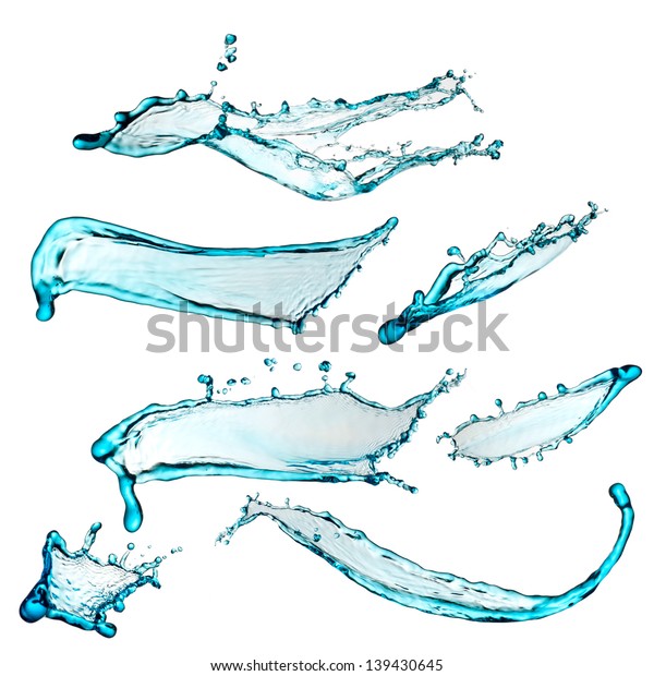 High Resolution Water Splashes Collection Isolated Stock Photo ...