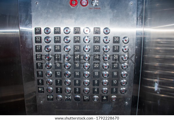 High Rise Hotel Elevator Button Panel Stock Photo (Edit Now) 1792228670