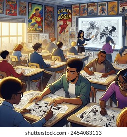 High School Comic Book Class AI-generated image 2454116417 | Shutterstock
