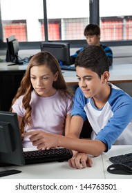 High School Students Using Computer Desk Stock Photo 144763501 ...