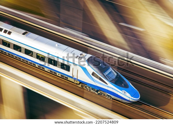 High Speed Train Passengers On Tracks Stock Photo 2207524809 | Shutterstock