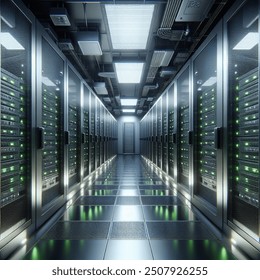 Ultra-modern Data Center Filled Rows Sleek AI-generated image ...