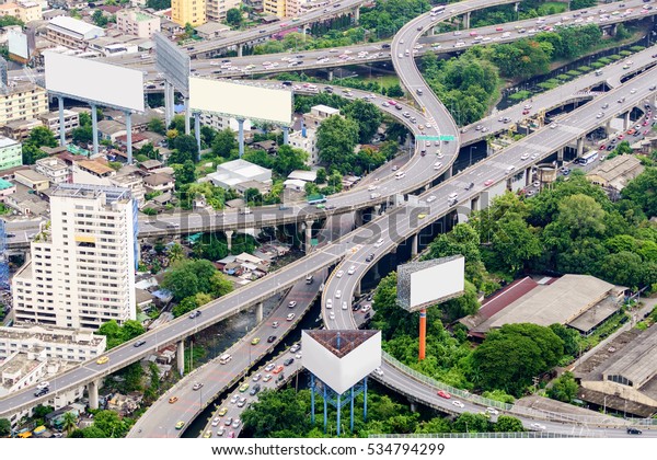 Highway Intersection Curve Shape Urban Aerial Stock Photo 534794299 ...