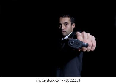 Portrait Beautiful Man Black Costume Specialservice Stock Photo ...