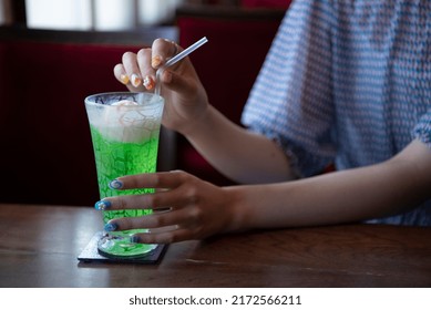 Horizontal Shot Melon Soda Float Japanese Stock Photo 2172566211 ...