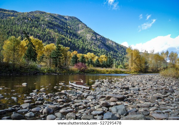 Horizontal View Stream Bed Mountains Background Stock Photo 527295478 ...