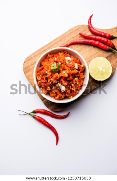 Hot Spicy Hot Chilli Chutney Using Stock Photo 1258715038 | Shutterstock