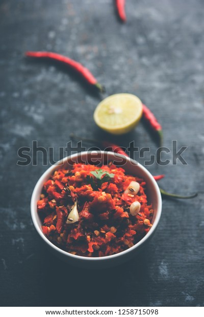 Hot Spicy Hot Chilli Chutney Using Stock Photo 1258715098 | Shutterstock