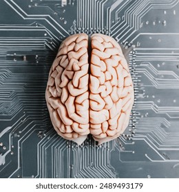 Human Brain Centered Circuits Computer Chip — изображение, созданное ИИ ...