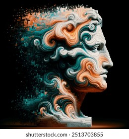 Human Bust Made Pixels Except Where Imagen generada por IA 2513702803 ...