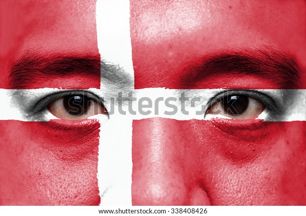 Human Face Painted Flag Denmark Stock Photo 338408426 | Shutterstock