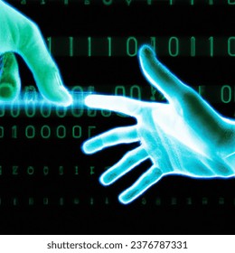 Human Hand Connecting Digitialcomputer Lines Hand AI-generated image ...