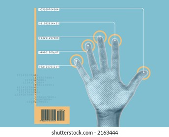 Human Hand Interfacing Digital Technologyhaving Biometric Stock Photo ...