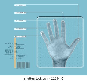 Human Hand Interfacing Digital Technologyhaving Biometric Stock Photo ...