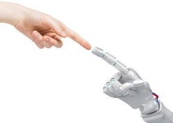 Bonding Ai and human hand shake | Technology Stock Photos ~ Creative Market
