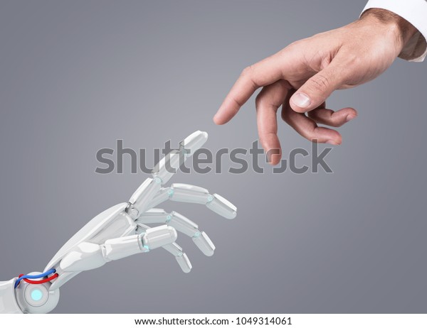 Human Hand Touching Robots Hand Stock Photo (Edit Now) 1049314061