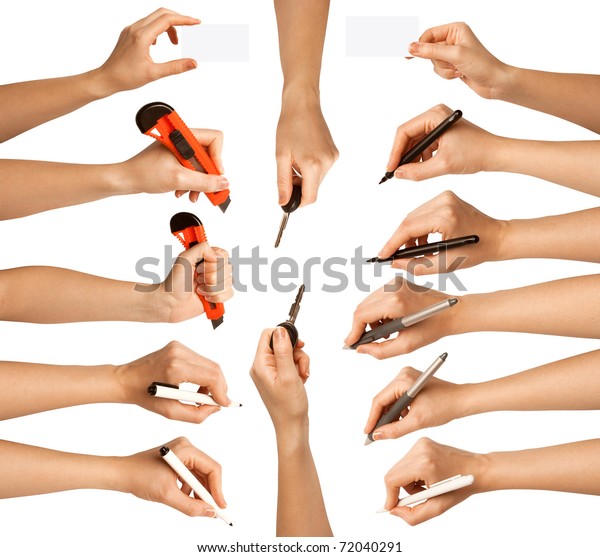 Human Hands Different Tools Stock Photo (Edit Now) 72040291