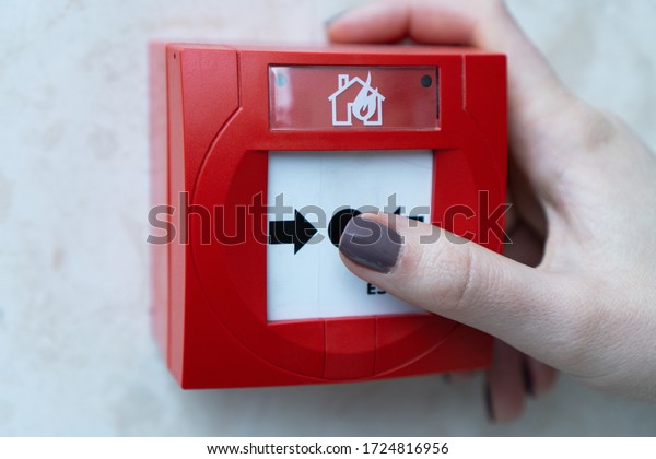 Human Hands Pulling Red Fire Alarms foto stock 1724816956 | Shutterstock