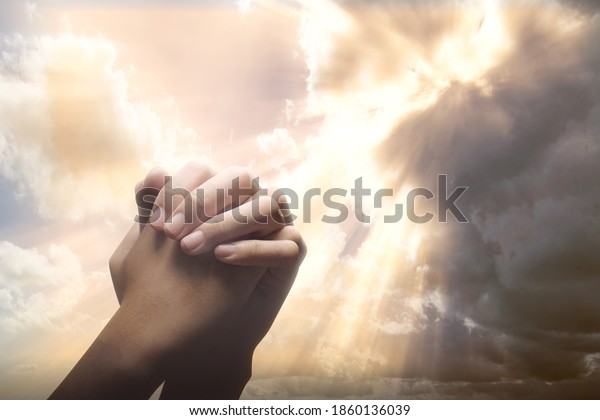 Human Hands Raised While Praying God Stock Photo 1860136039 | Shutterstock