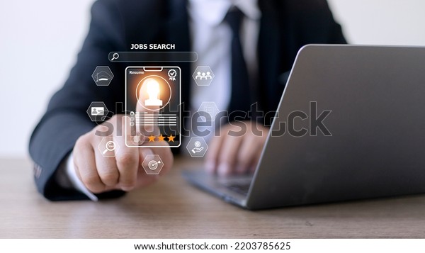 Human Using Computer Laptop Searching Job Stock Photo 2203785625 ...