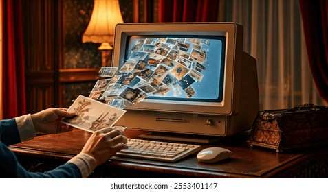 Hundreds Hundreds Vintage Postcards Flying Out AI-generated image ...