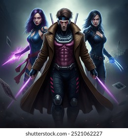 Hyper-realistic Poster X-men Theme Featuring Gambit AI-generated image ...