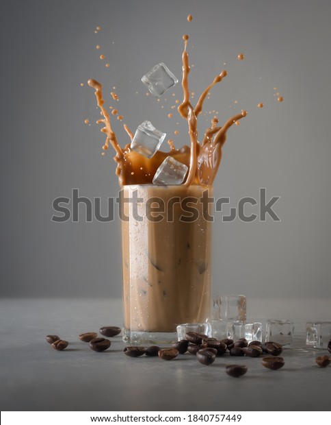 Iced Coffee Splash Ice Cubes Beans Stock Photo 1840757449 | Shutterstock
