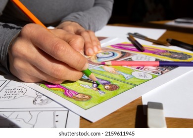 Illustrator Draws Comic Book Frames On Stock Photo 2159611945 ...