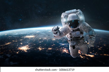 Astronauts neon light 4K wallpaper download