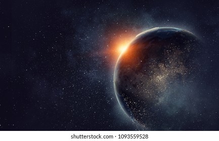 Rock Mountains, Planets and the Universe 4K wallpaper download