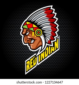 Red indian warrior Logo Vector (.PDF) Free Download