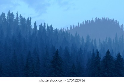 Abstract blue fantastic forest and mountains HD wallpaper download