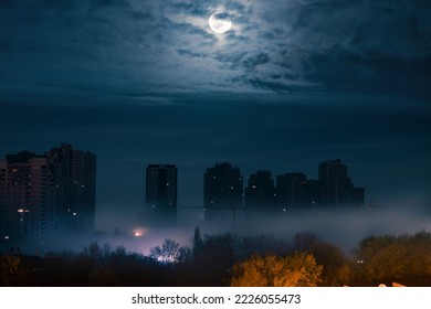 Ornate Archway Overlooking Moonlit Cityscape Horizon premium 2K ...
