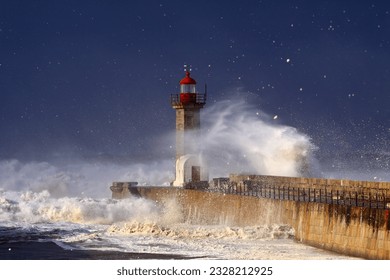 Lighthouse watching this time storm 4K wallpaper download