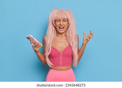 Mermaid pink hair 2K wallpaper download