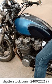Honda RS Motorcycle Blue With Model 4K wallpaper download