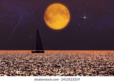 Night summer moon landscape HD wallpaper download